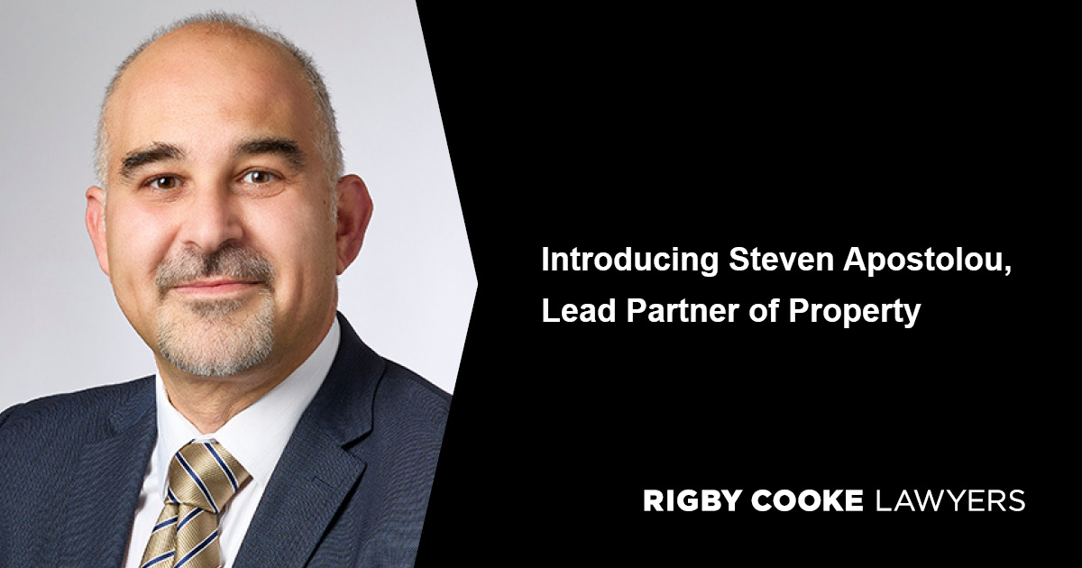 Rigby Cooke Lawyers welcomes Steven Apostolou as Lead Partner of ...